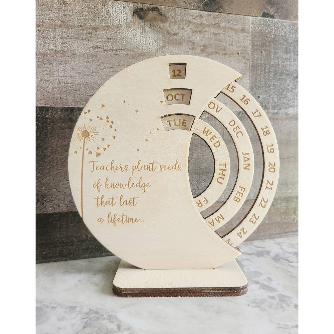 Wood Forever Calender Wooden Perpetual Calender Wood Gift Teacher Gift ...