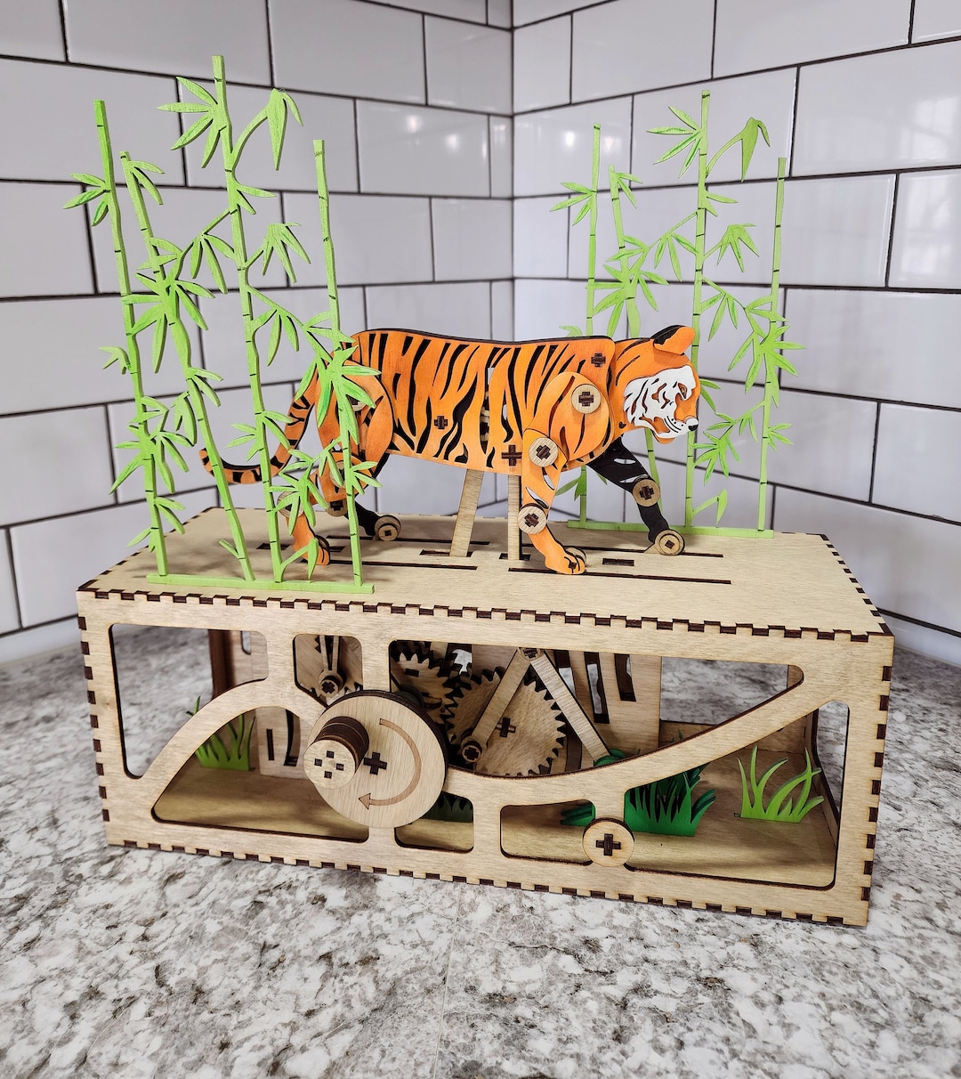 Hand-painted Wooden Walking Tiger Automata: Unique Office Decor - Etsy
