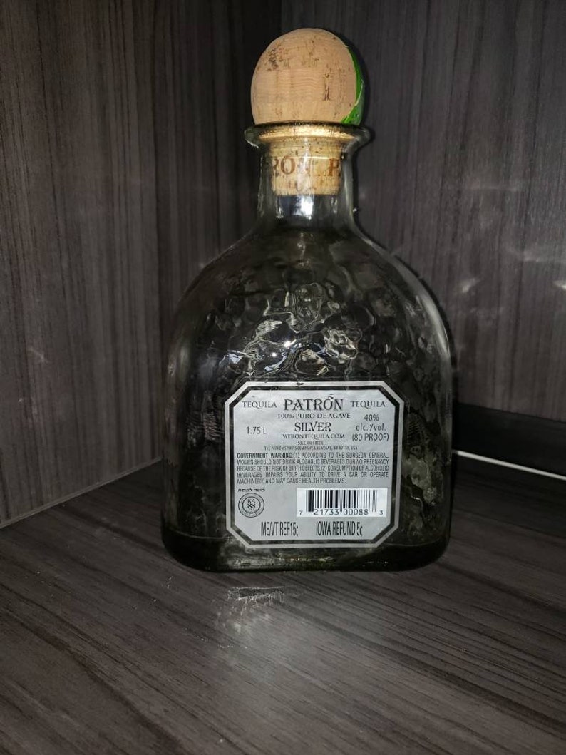 Empty Patron 1.75L Glass Bottle for Crafting, DIY Lamps, Lights, Soap ...