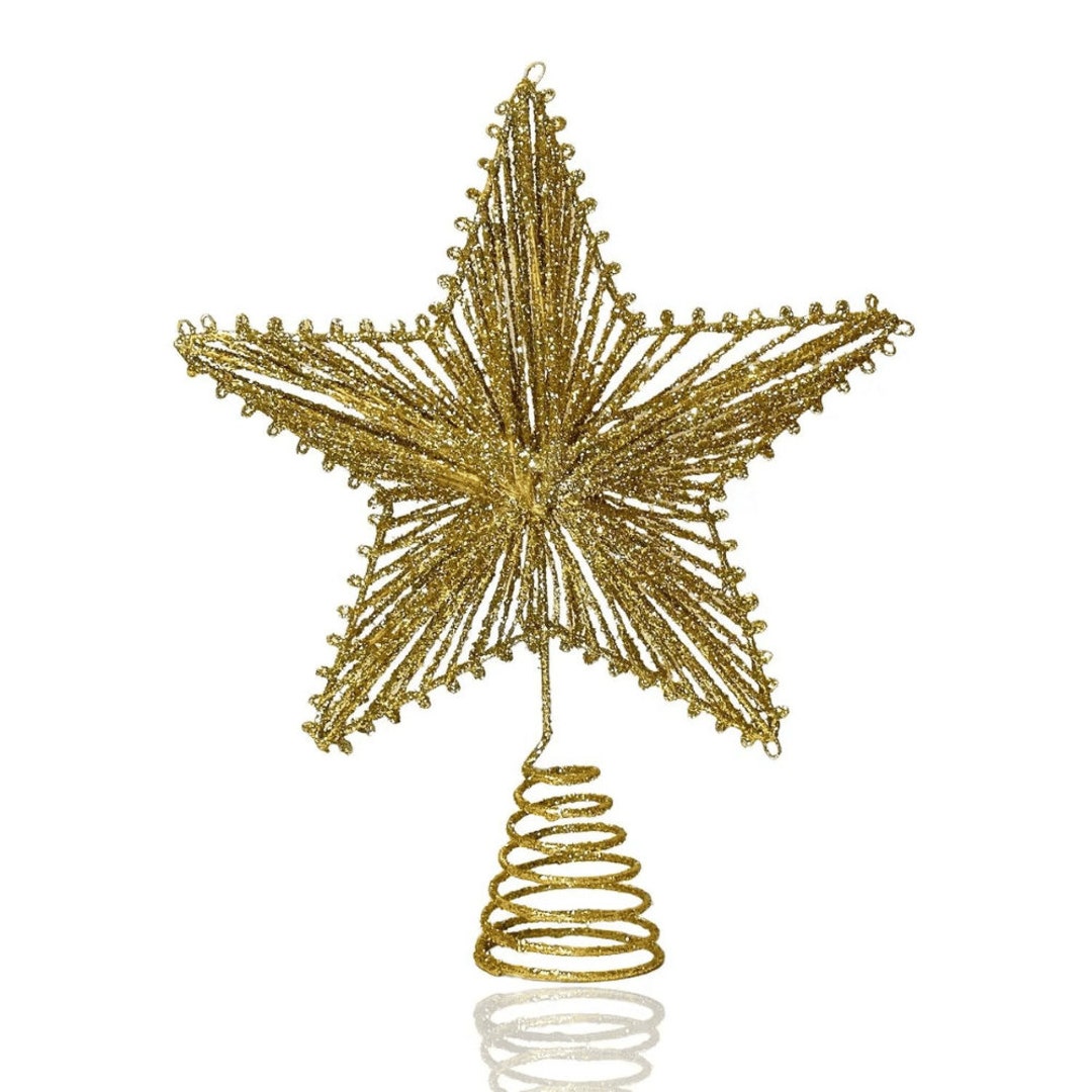 Gold Christmas Star Tree Topper Large Christmas Tree Topper 25cm Wire ...