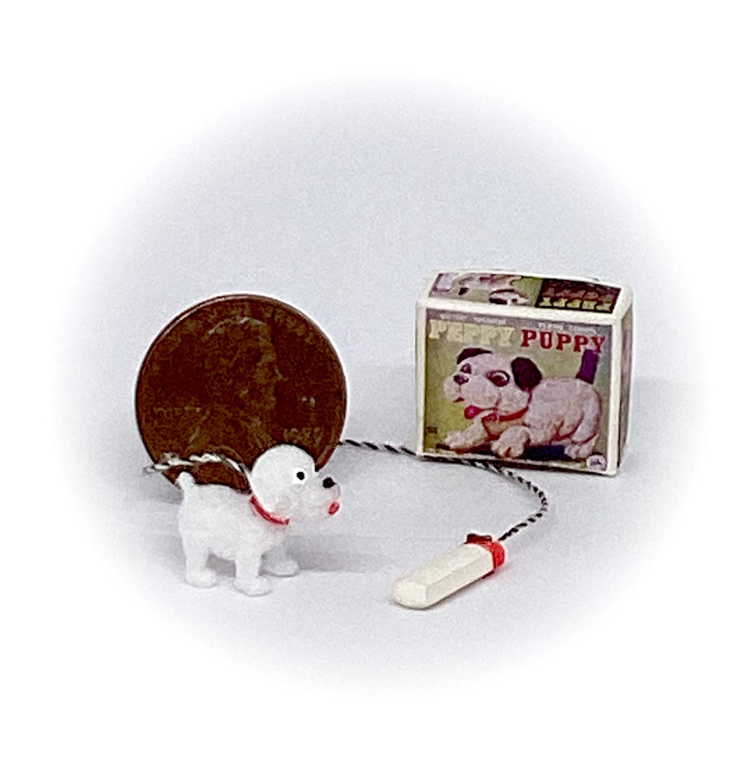 MADE-TO-ORDER Tiny Fuzzy "peppy Puppy" Toy With Vintage Box (1:12 Scale ...