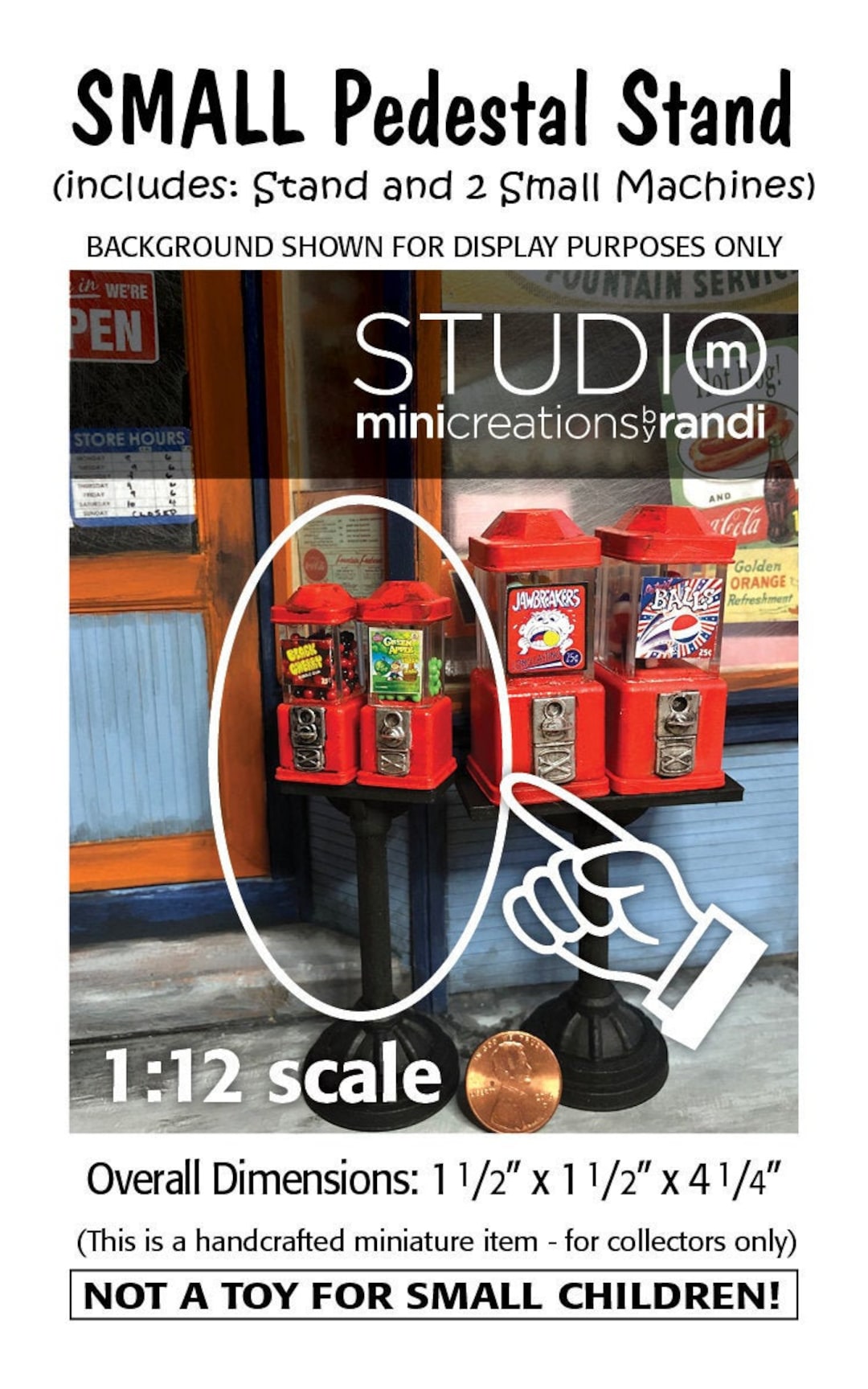 2 Small Gumball Machines With Pedestal Stand (1:12 Scale for Your ...