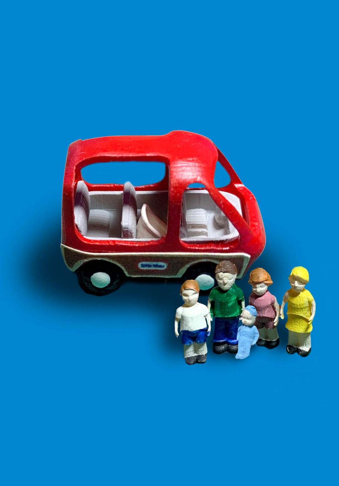 Tiny Little Tykes Family of 5 and Van With Carseat (1:12 Scale for Your ...
