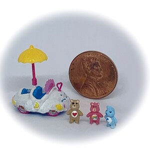Adorable SUPER TINY Three Care Bears With Cloud Mobile 1:12 Scale for ...