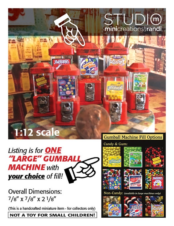 LARGE Size Supermarket Style 1:12 Gumball Machine Dolls & Miniatures ...