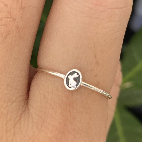 925 Silver Bunny Rabbit Ringfamily Pet Jewelryanimal Lover | Etsy