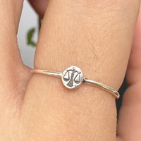 Sterling Silver Scales of Justice Ring Solid 925 Law Rings Custom Size ...
