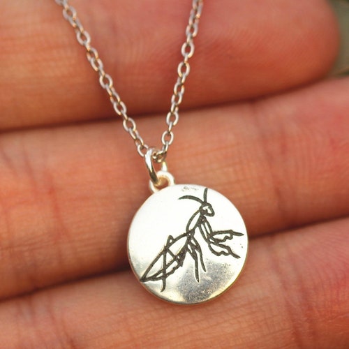 Praying Mantis Necklace in Antiqued White Bronze by Bakutis - Etsy