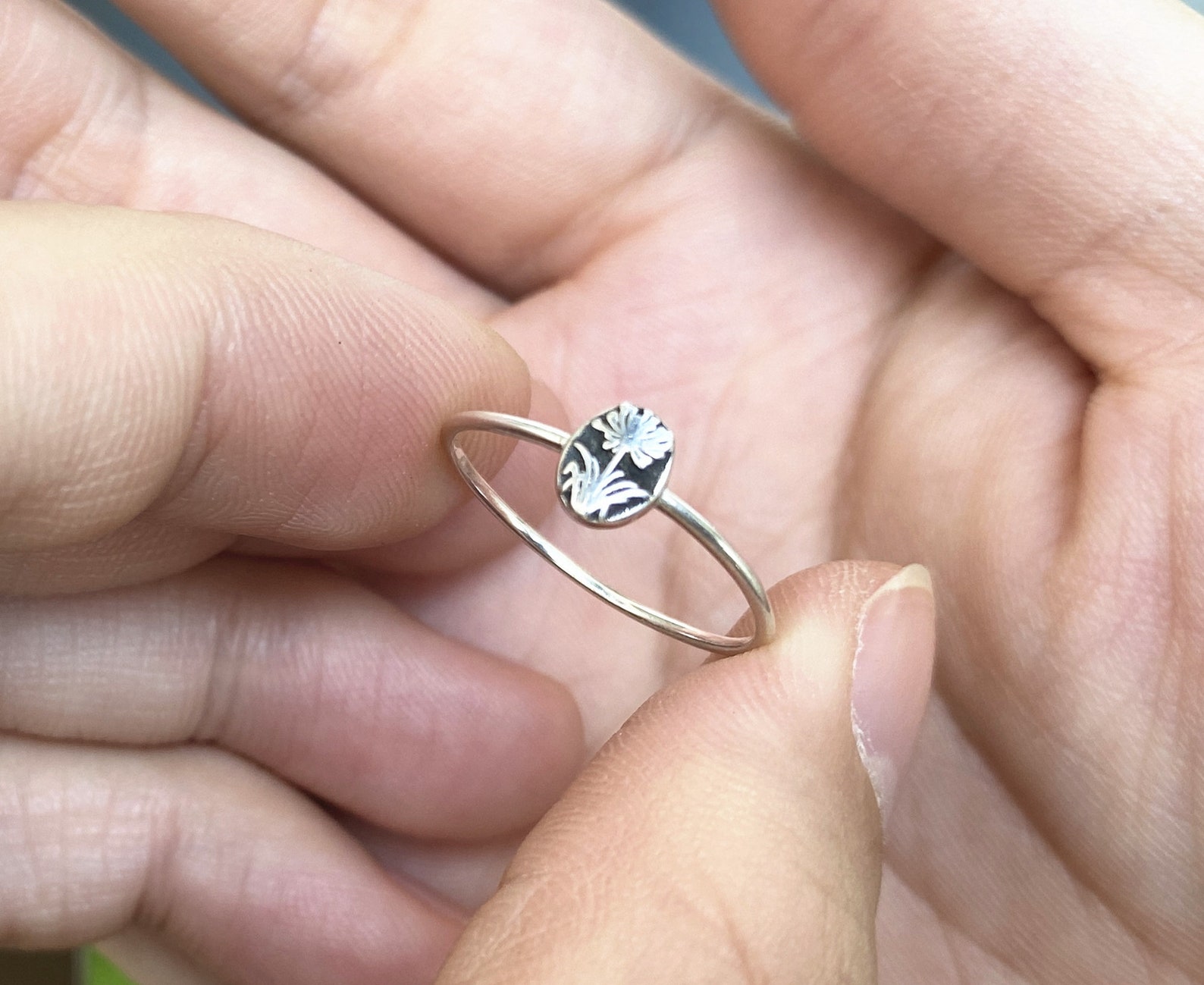 925 silver Dandelion ring | Etsy