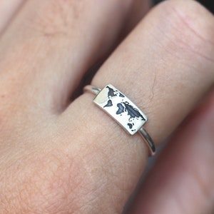 925 Silver World Map Ring - Etsy