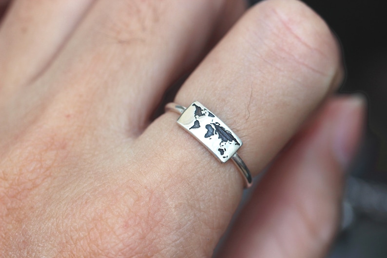 925 Silver World Map Ring - Etsy