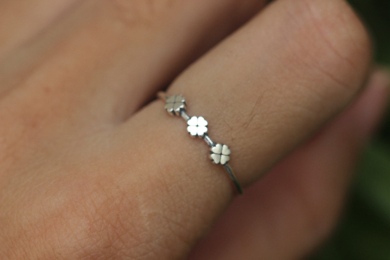 925 Silver Four Leaf Clover Ring,silver Clover Flower Ring,clover Lucky ...