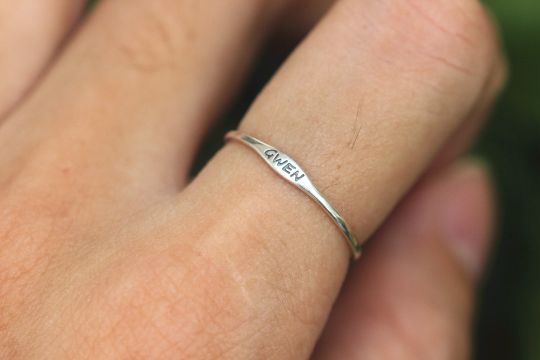 Custom Word Ring,personalized Name Ring,silver Initial Ring ...