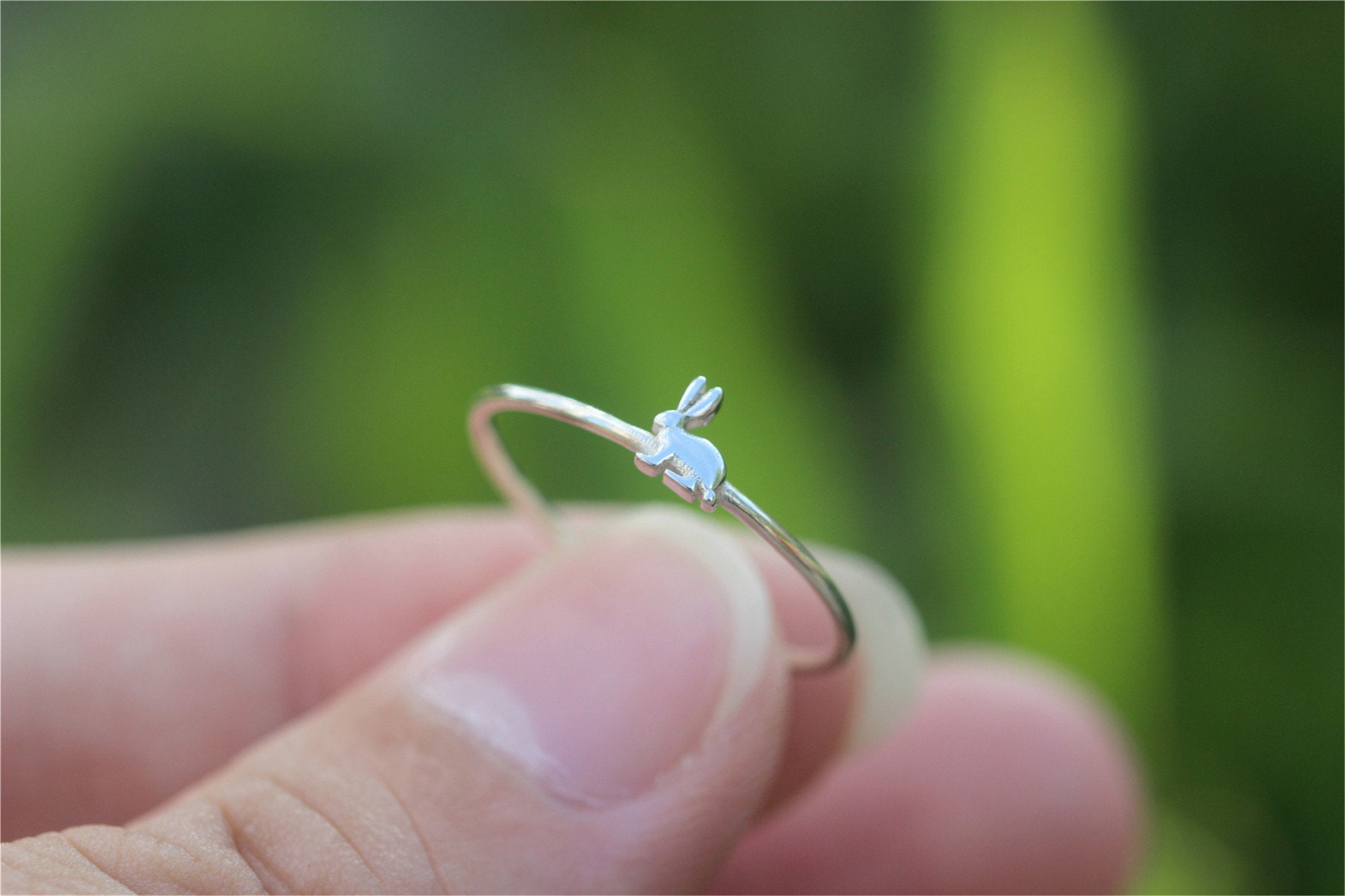 Silver rabbit ringBunny ringcustom Bunny family | Etsy