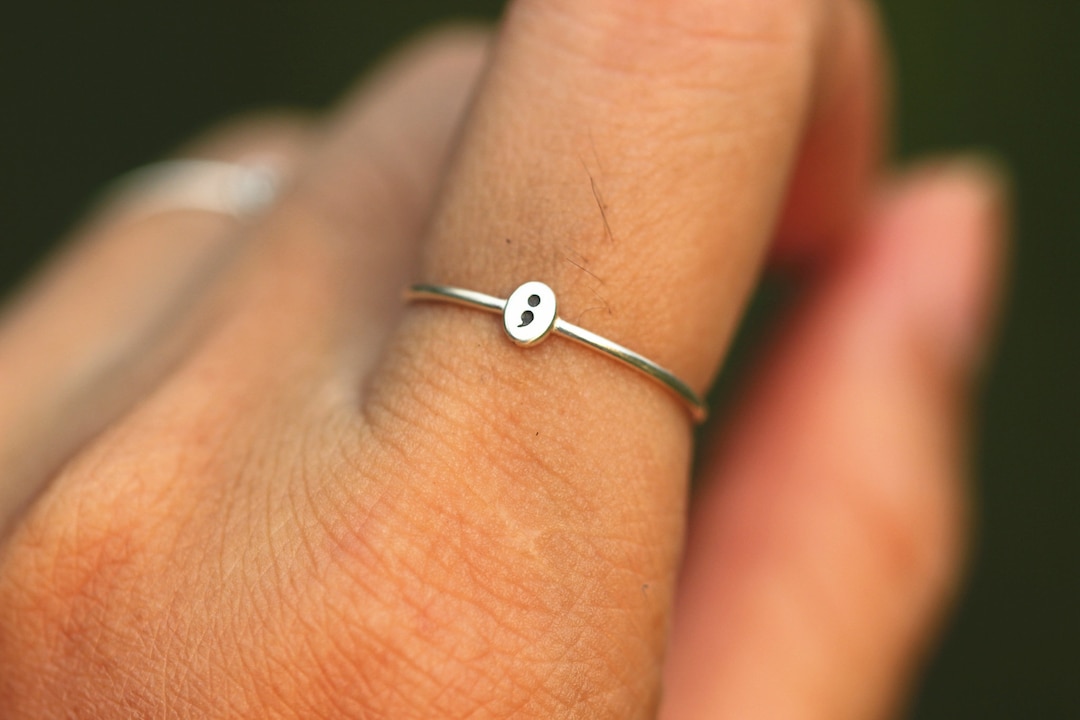 925 Silver Semicolon Ring - Etsy