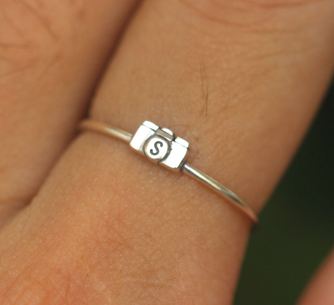 925 Silver Camera Ring,silver Letter Ring,silver Initial Ring ...