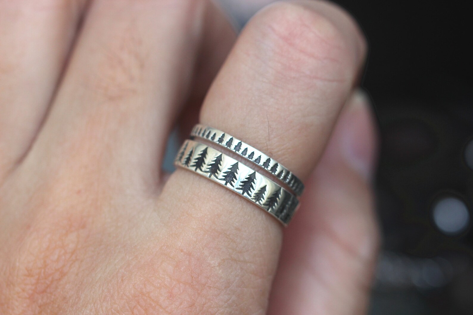 925 Silver Forest Tree Ring Trees a Round the Ring - Etsy