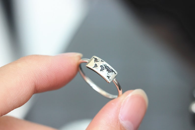 925 Silver World Map Ring - Etsy