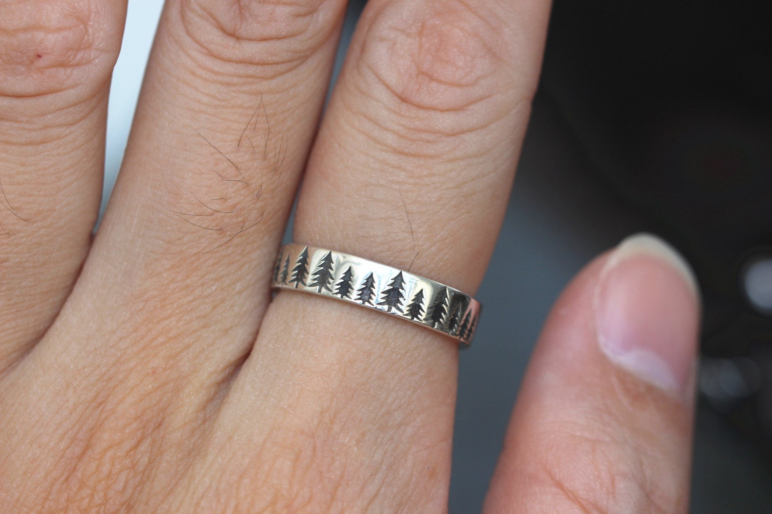 925 Silver Forest Tree Ring Trees a Round the Ring - Etsy