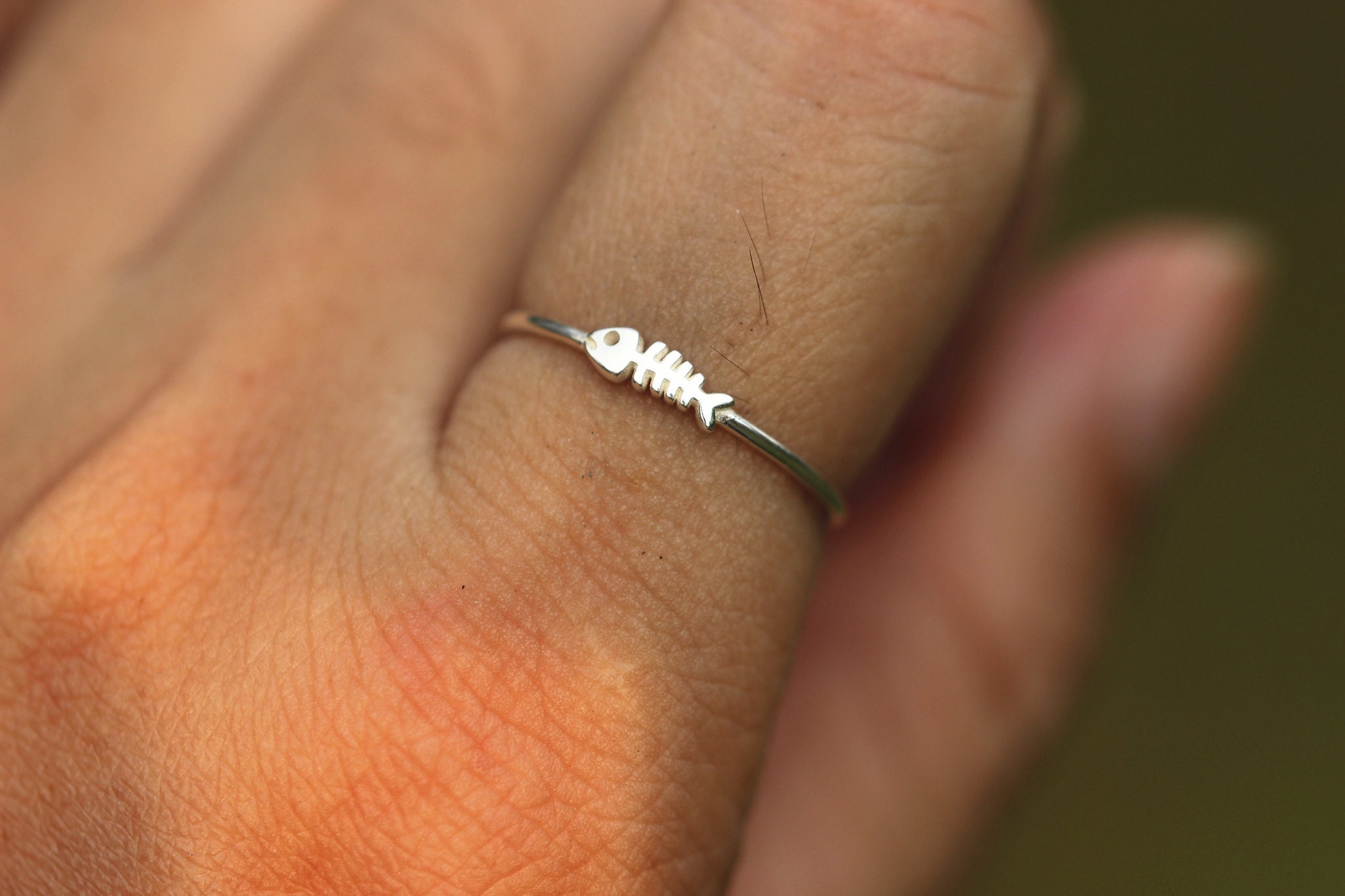 925 Sterling Silver Fish Bone Ring, Handmade Jewelry - Etsy