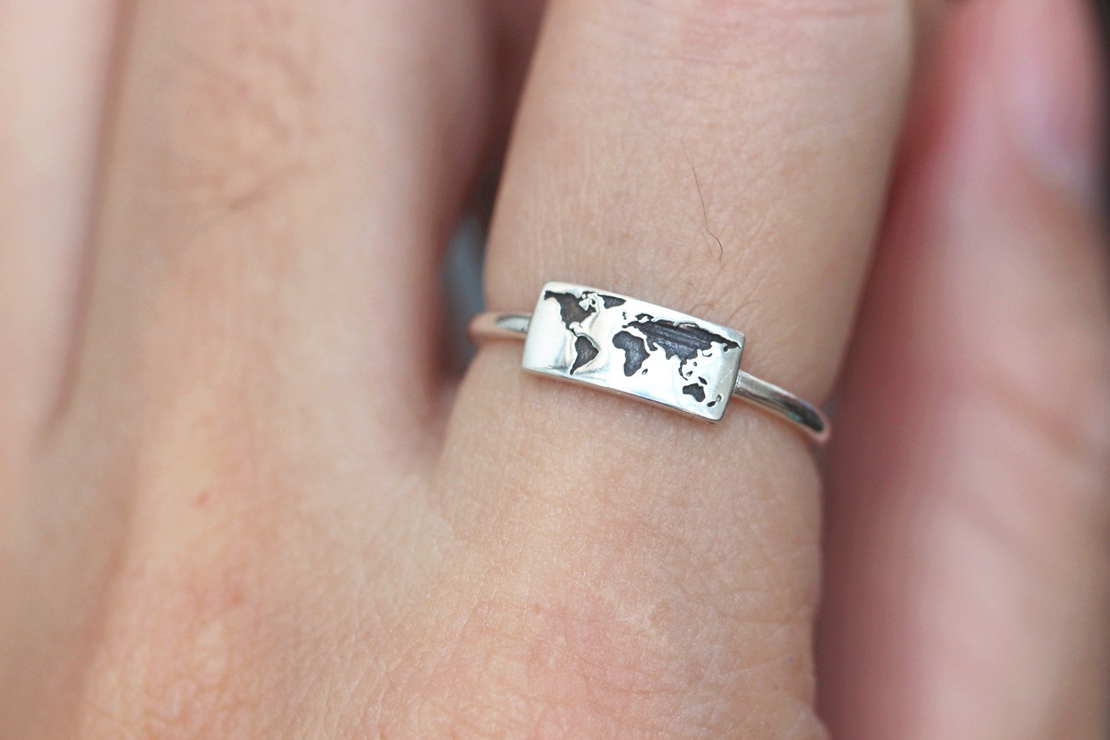 925 Silver World Map Ring - Etsy