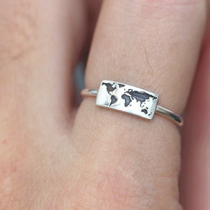 925 Silver World Map Ring - Etsy