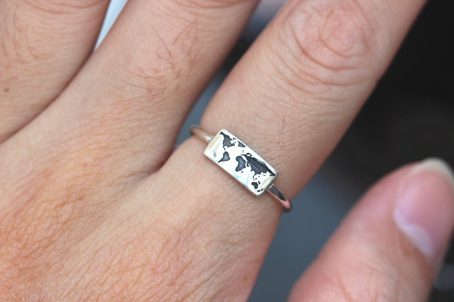 925 Silver World Map Ring - Etsy