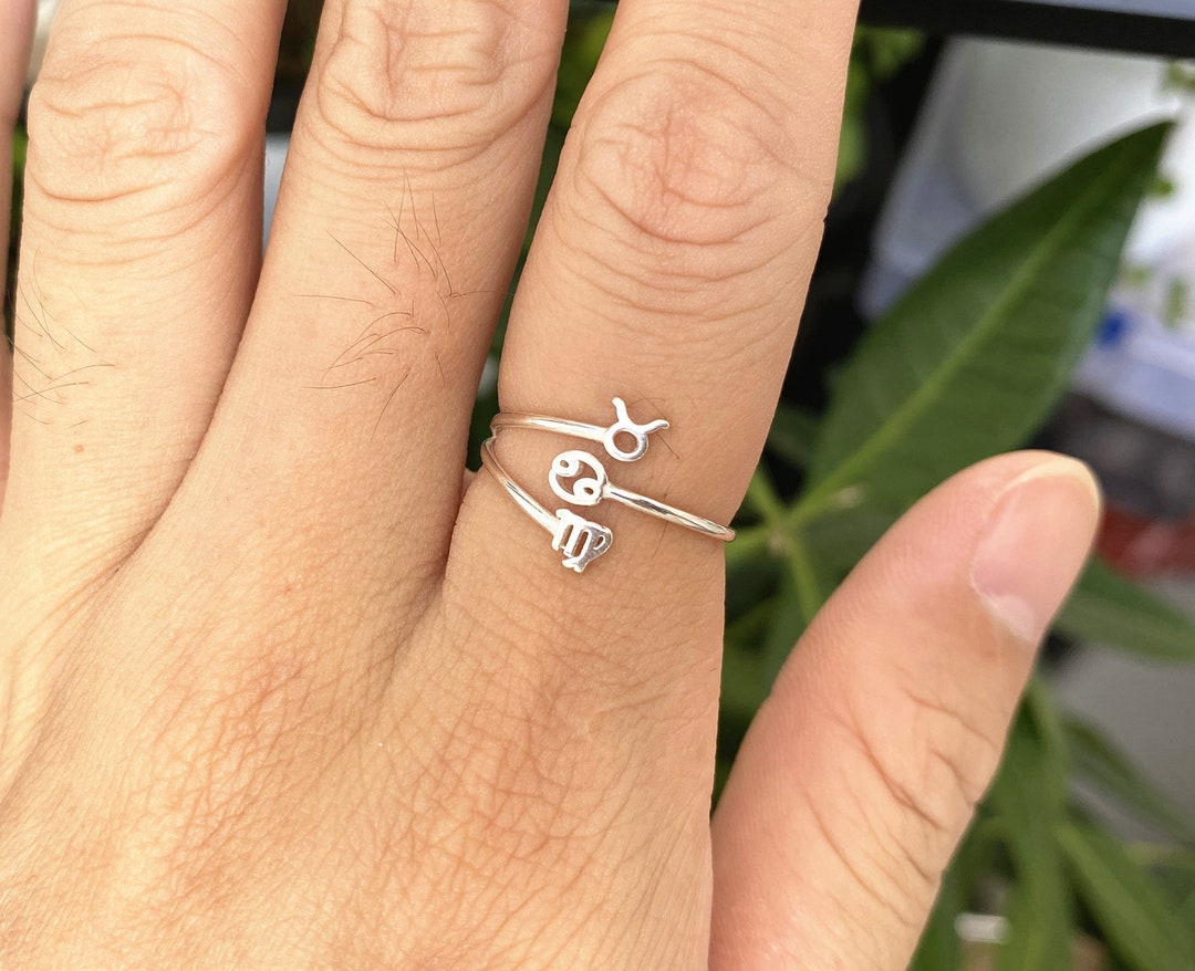 925 Silver Zodiac Ring,astrology Ring,horoscope Ring,family Zodiac ...