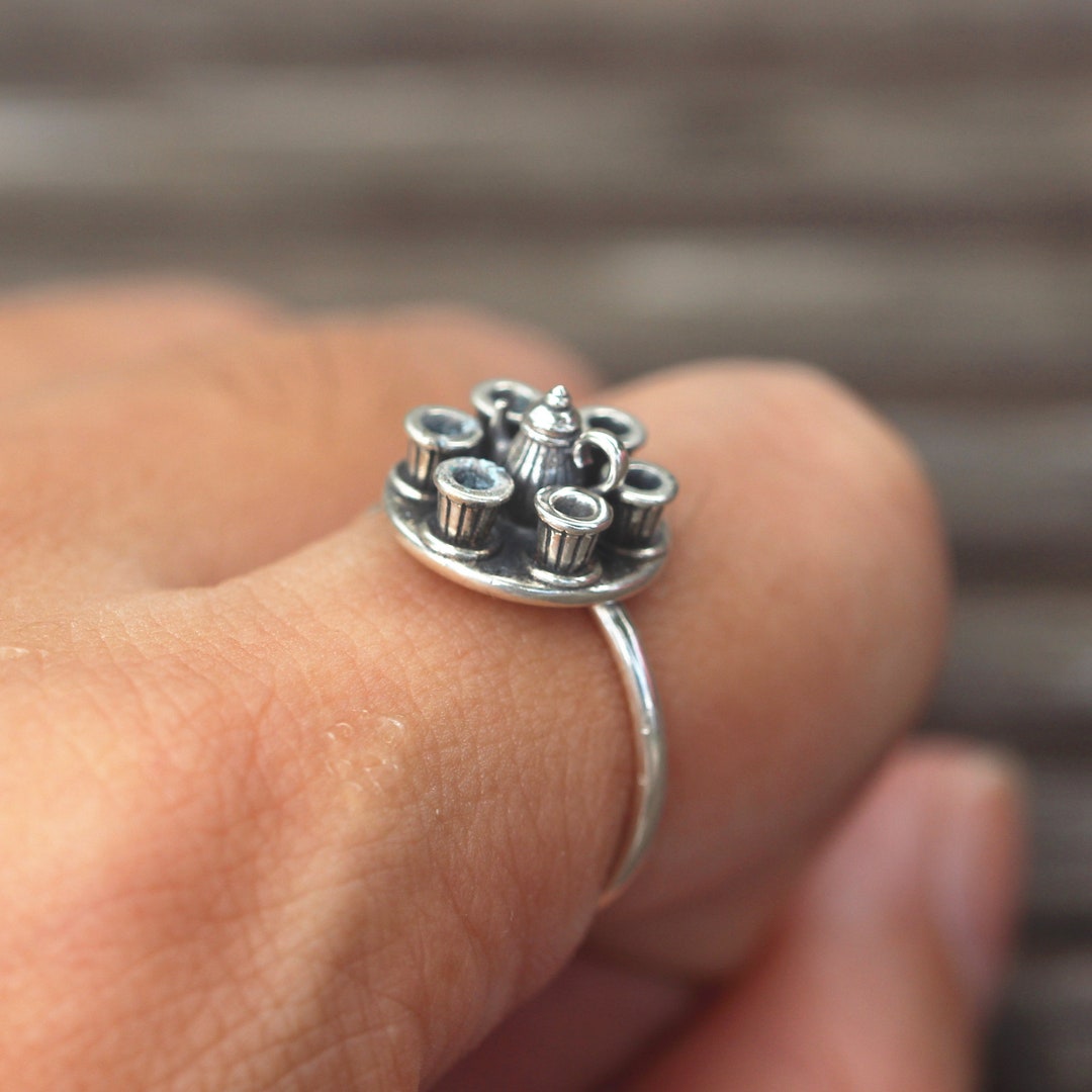 925 Silver Teacup Ring,cup Ring,coffee Cup Ring,teapot Ring,tea Cup ...
