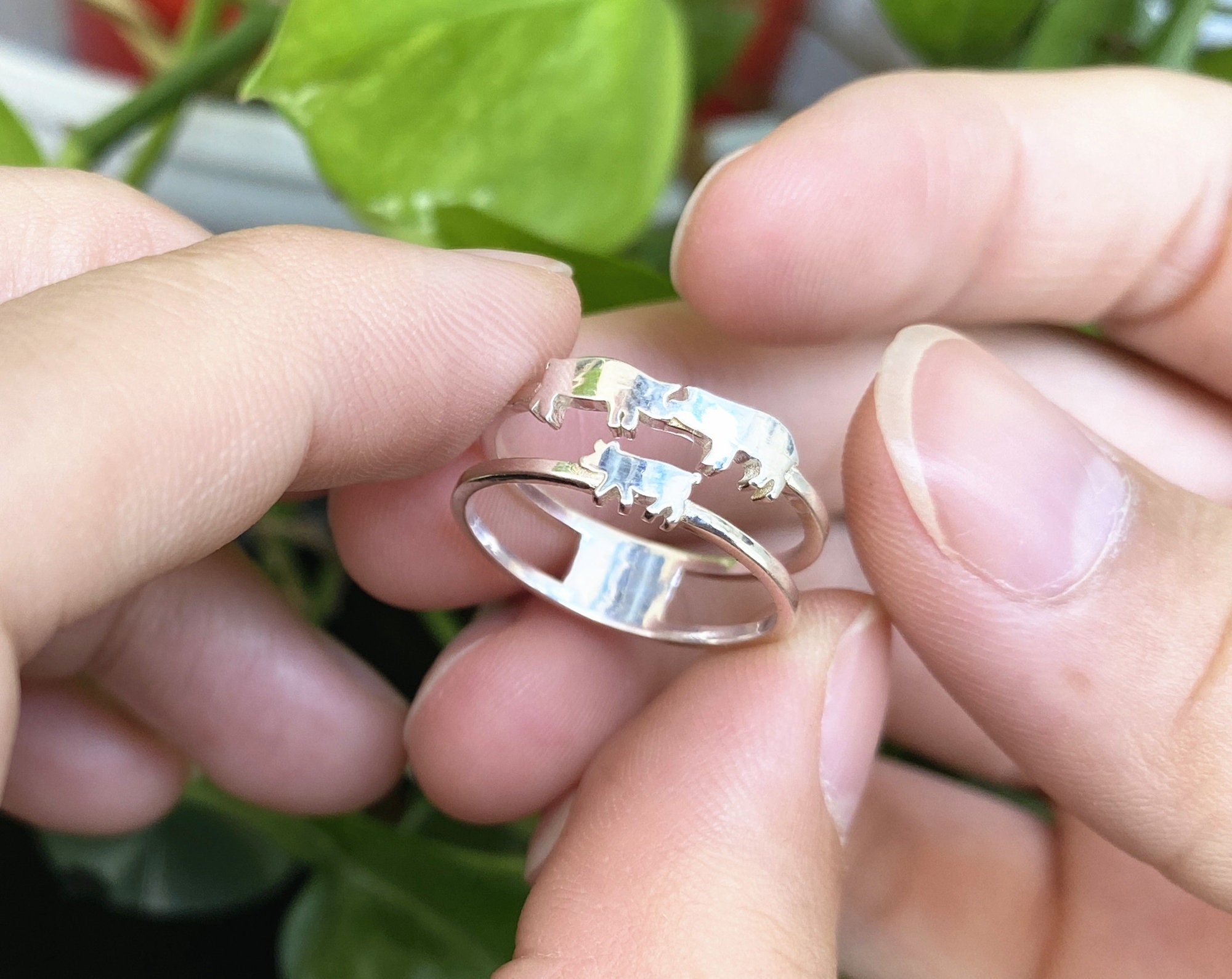 925 Silver Custom Pig Ring Pig Family Jewelry - Etsy