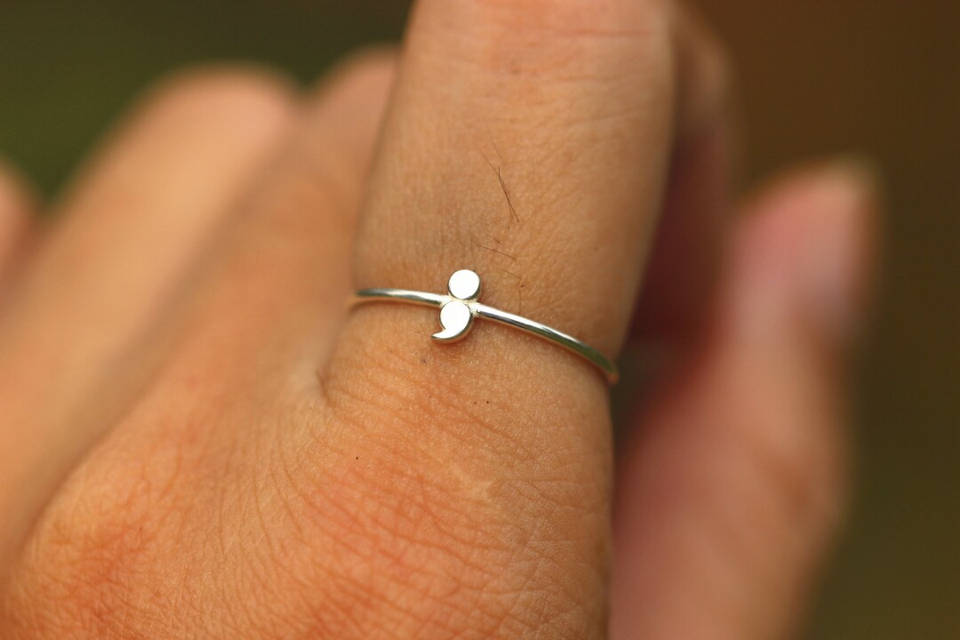 925 Silver Semicolon Ring - Etsy
