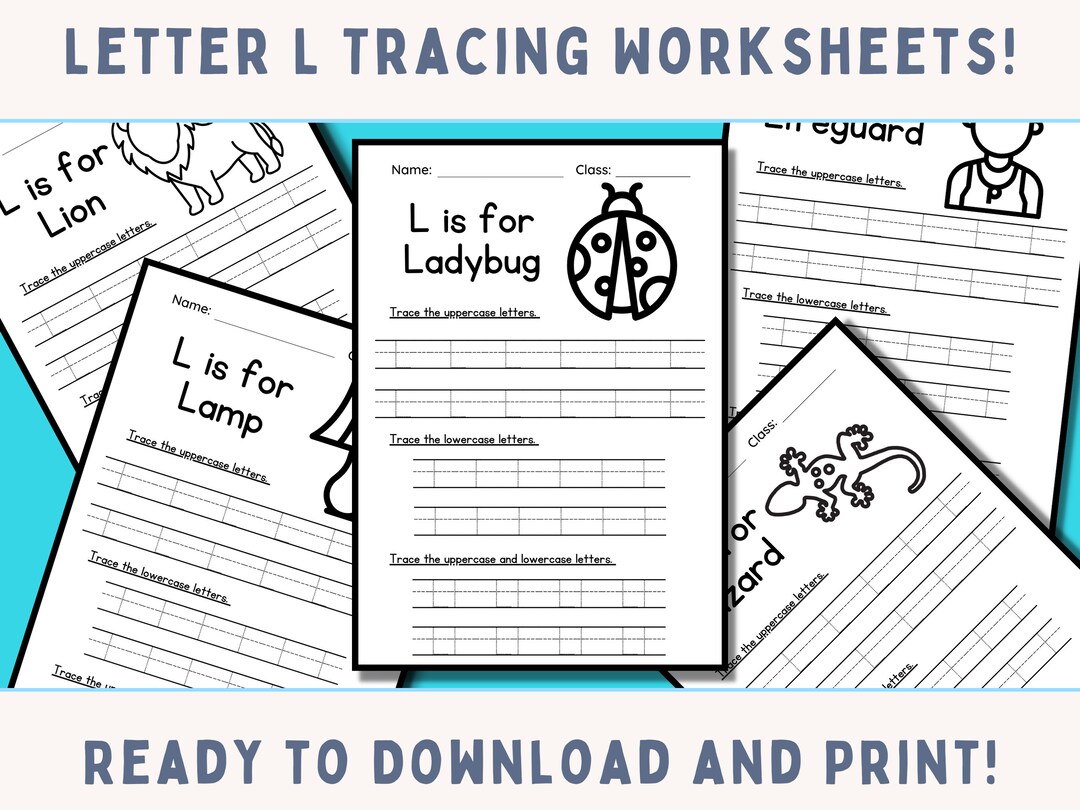 Printable Letter Tracing L Worksheets Learning Letter L - Etsy