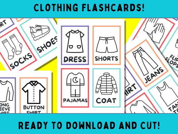 CLOTHING FLASHCARDS Montessori Clothing PECS Visual Aid Printable Task ...