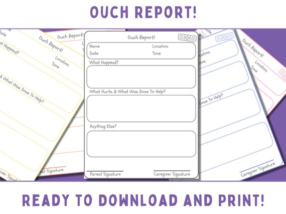 Printable Ouch Report Digital Download Incident Record - Etsy