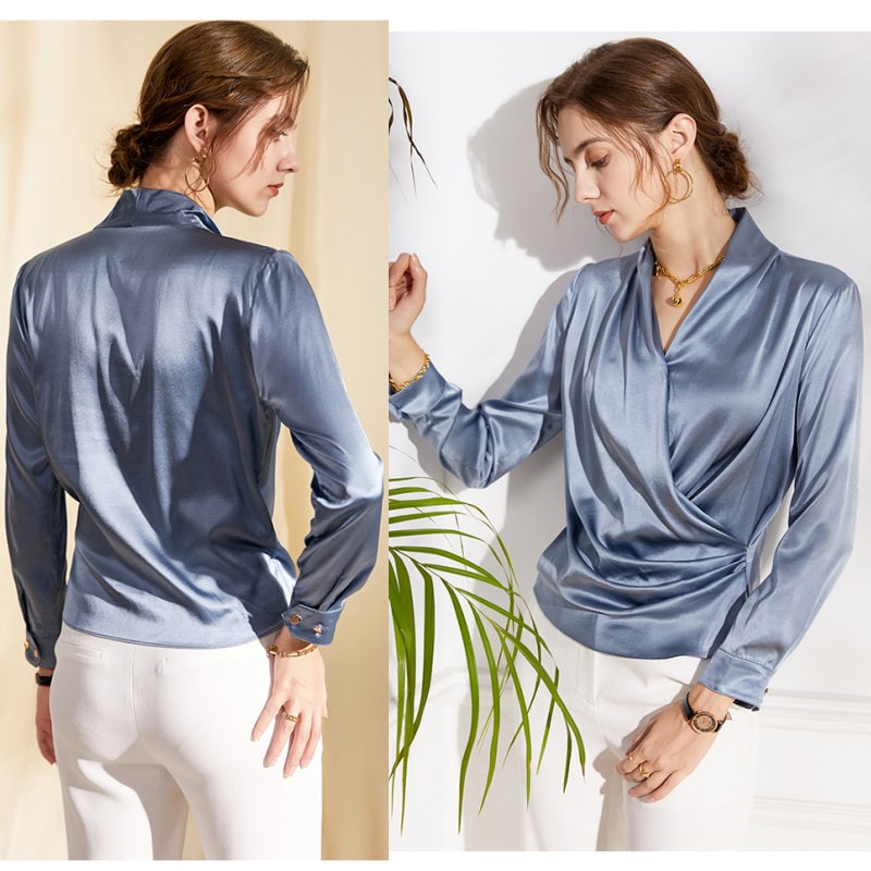 Classic Wrap Silk Shirt-women's Silk Shirt-blouse/top - Etsy