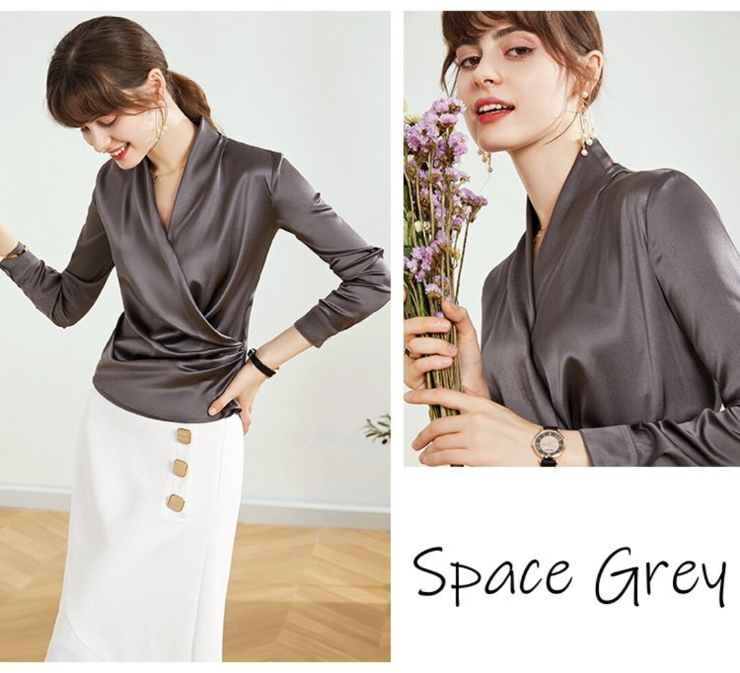 Classic Wrap Silk Shirt-women's Silk Shirt-blouse/top - Etsy