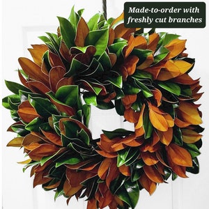 Fresh Southern Magnolia Wreath – Handmade Rustic Farmhouse Decor (18 ...