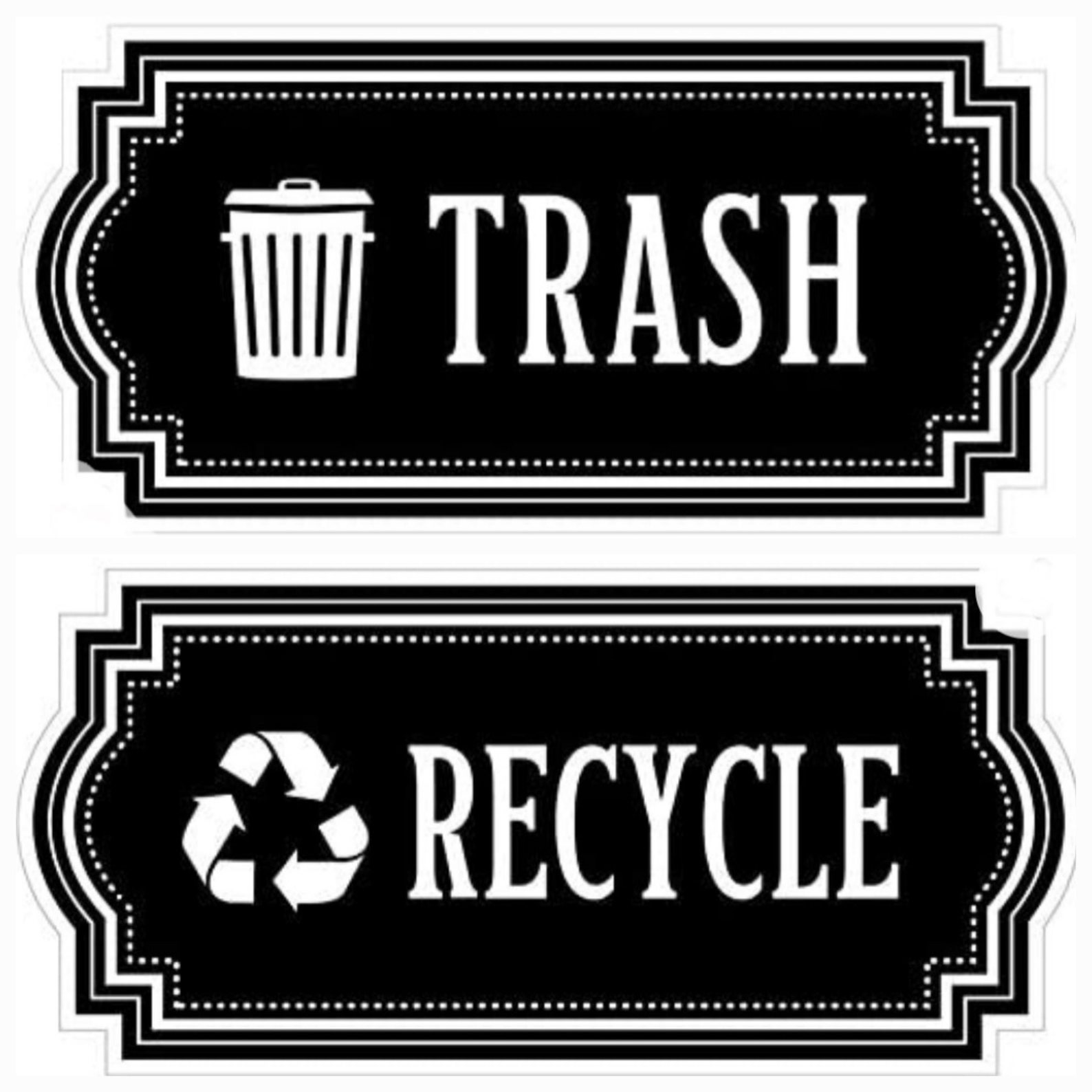 Trash / Recycling Can Labels Set of Two Stickers Trash - Etsy