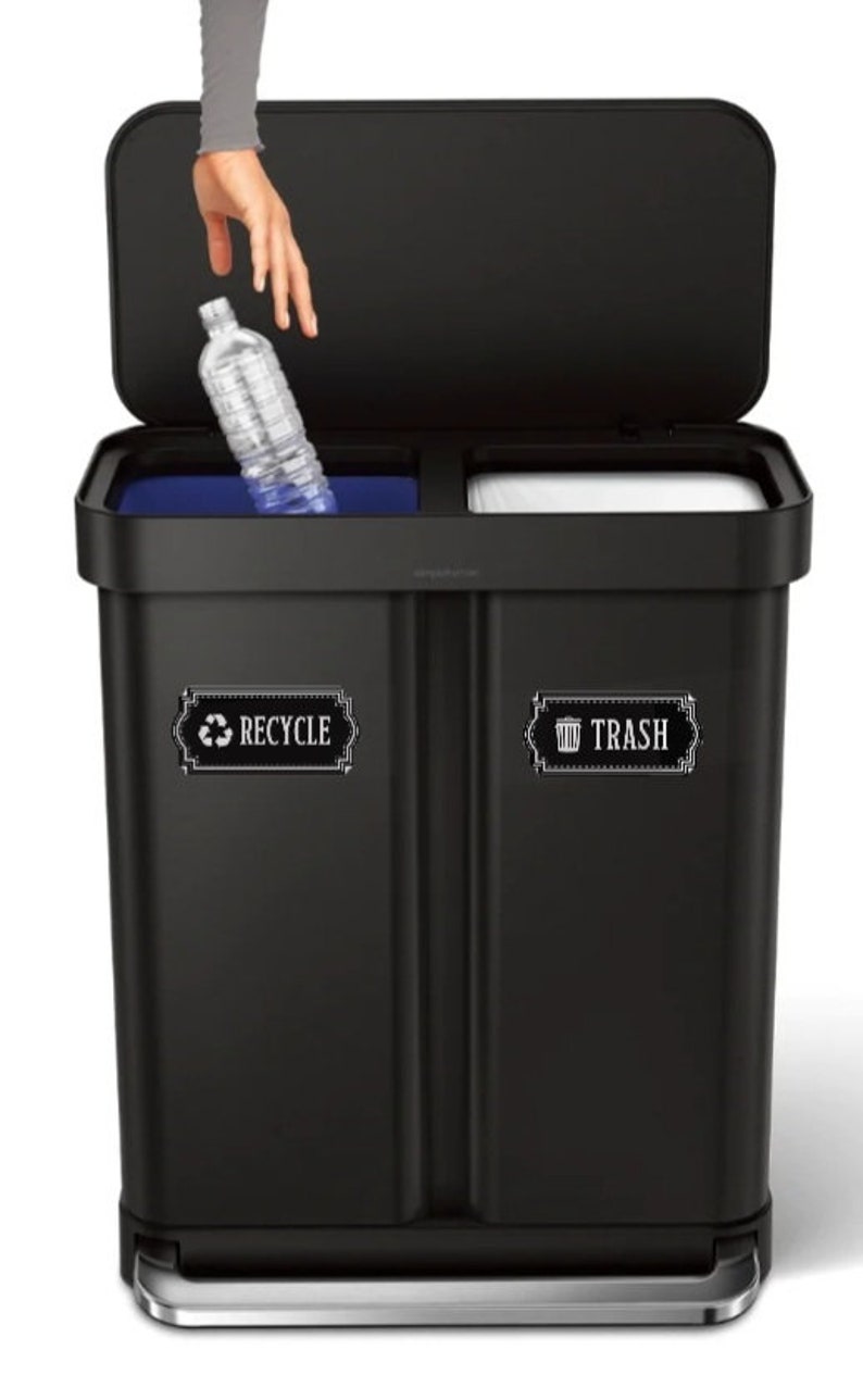 Trash / Recycling Can Labels Set of Two Stickers Trash - Etsy