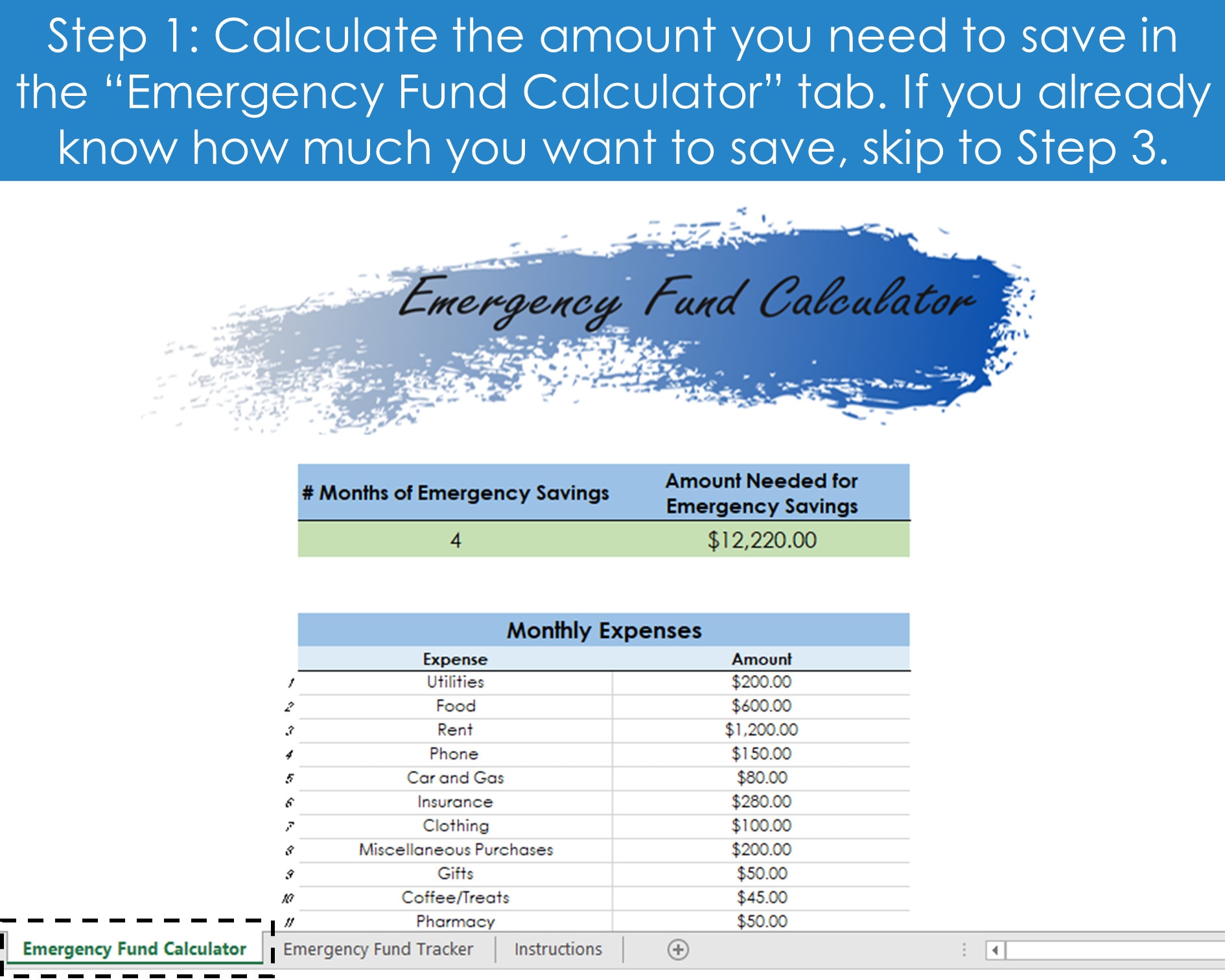 Emergency Fund Tracker and Calculator - Dave Ramsey Baby Steps, Excel ...