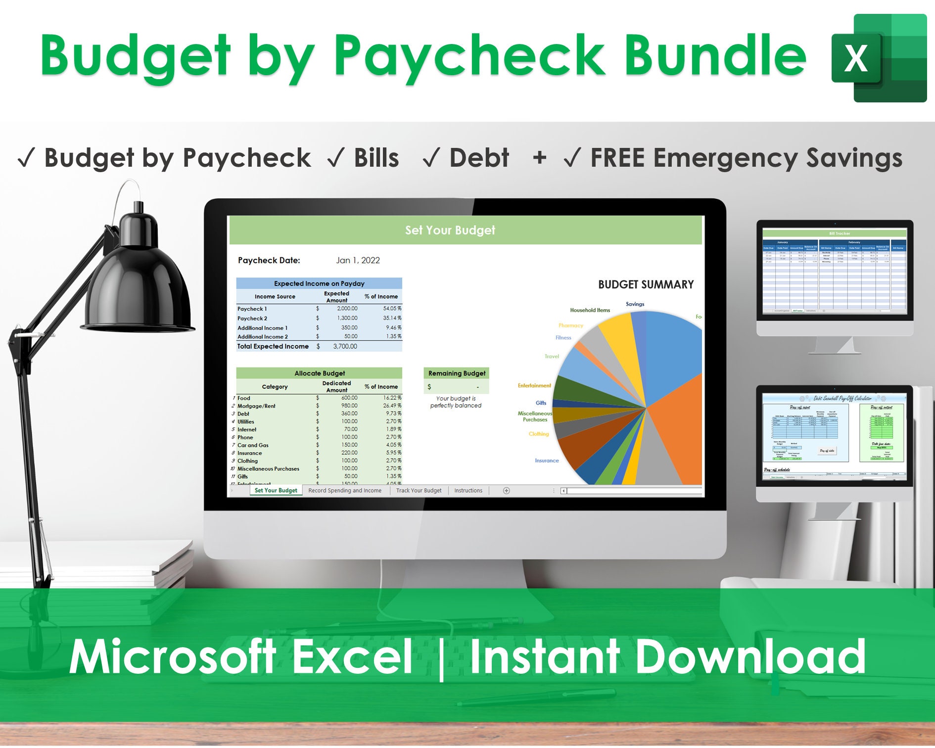 Budget by Paycheck Bundle Excel Spreadsheets, Budget by Paycheck, Bill ...