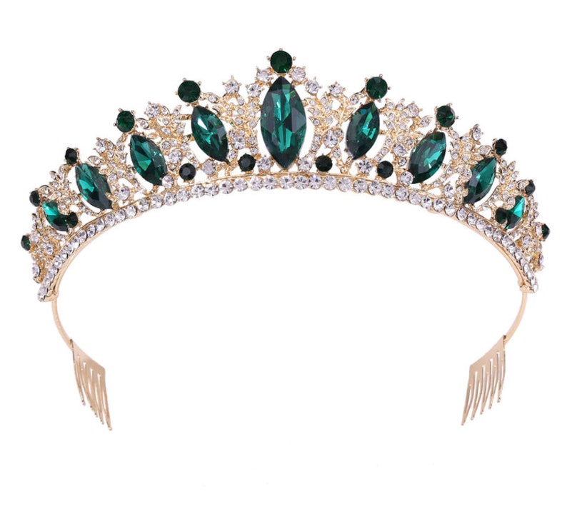 Emerald Tiara Gold and Green Tiara Rhinestones Tiara Victorian - Etsy