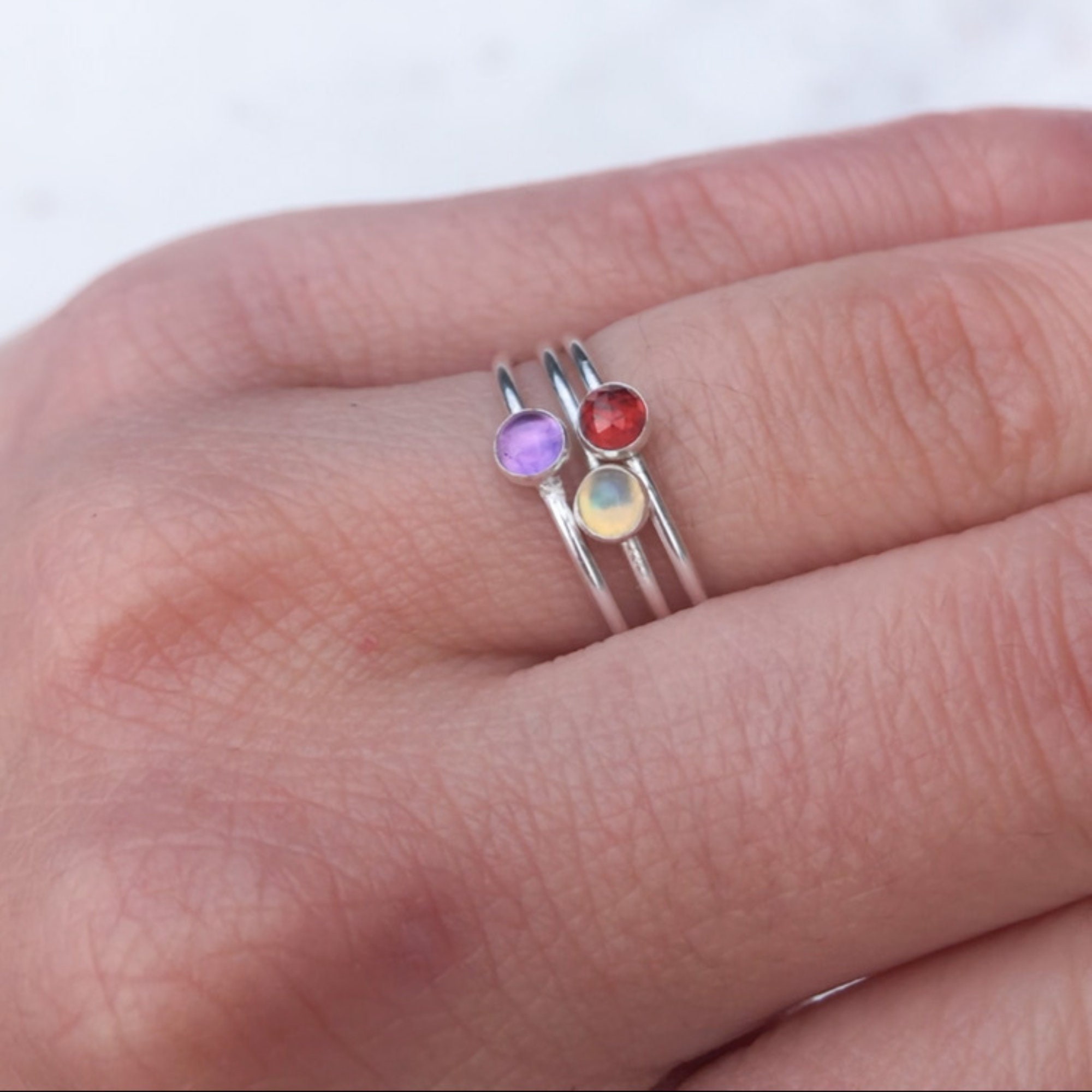 Gemstone Stacking Ring Sterling Silver Stacking Ring Blue | Etsy