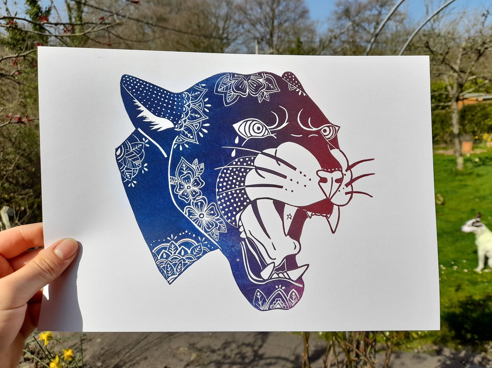 Traditional Panther Tattoo Lino Cut Print - Etsy
