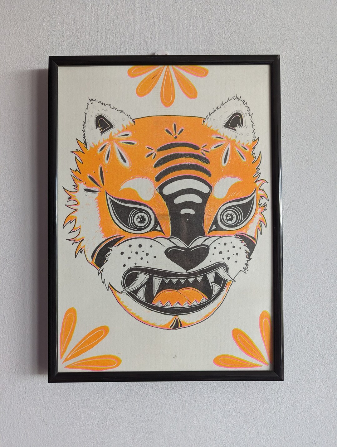 Red Panda Oni/kitsune Mask Risogrpah Print - Etsy