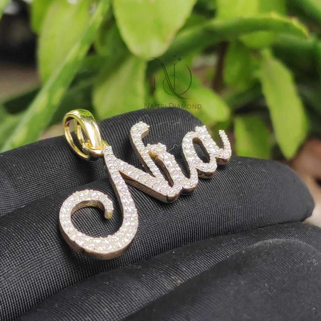 Custom Name Pendant, 50*30 MM Gold Silver Moissanite Diamond Pendant ...