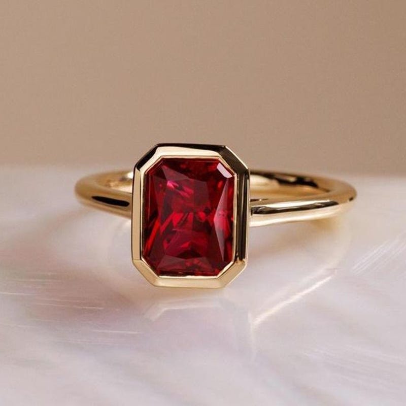 Bezel Set Ruby - Etsy