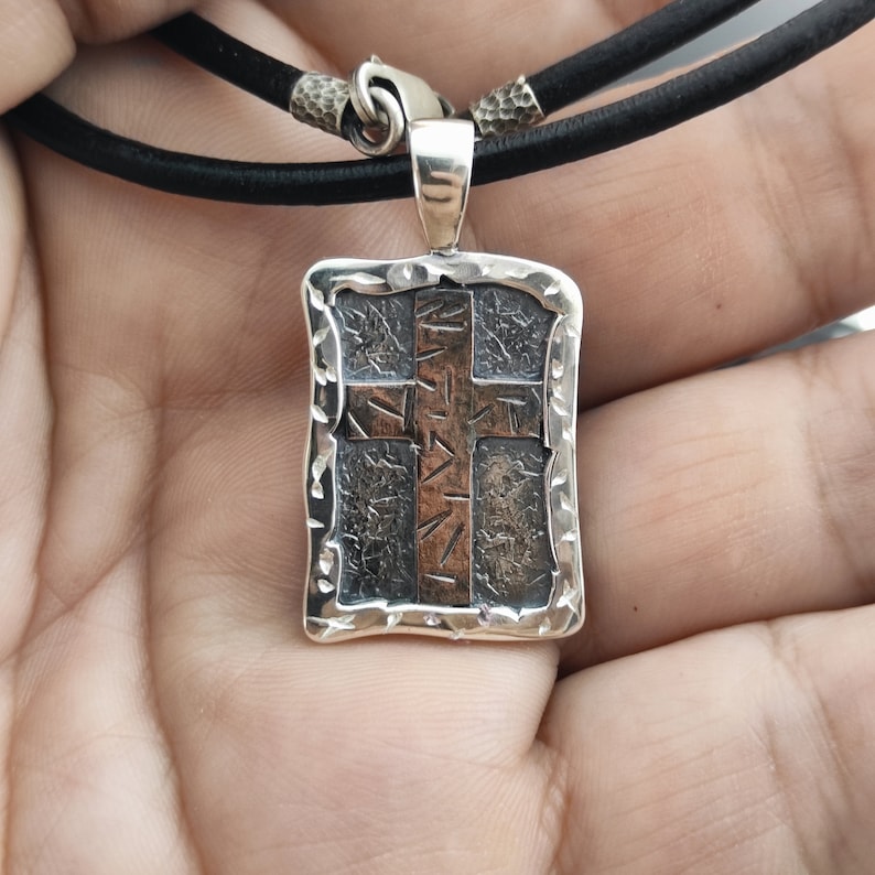 Handmade Sterling Silver Cross Pendant: Custom Leather Necklace - Etsy