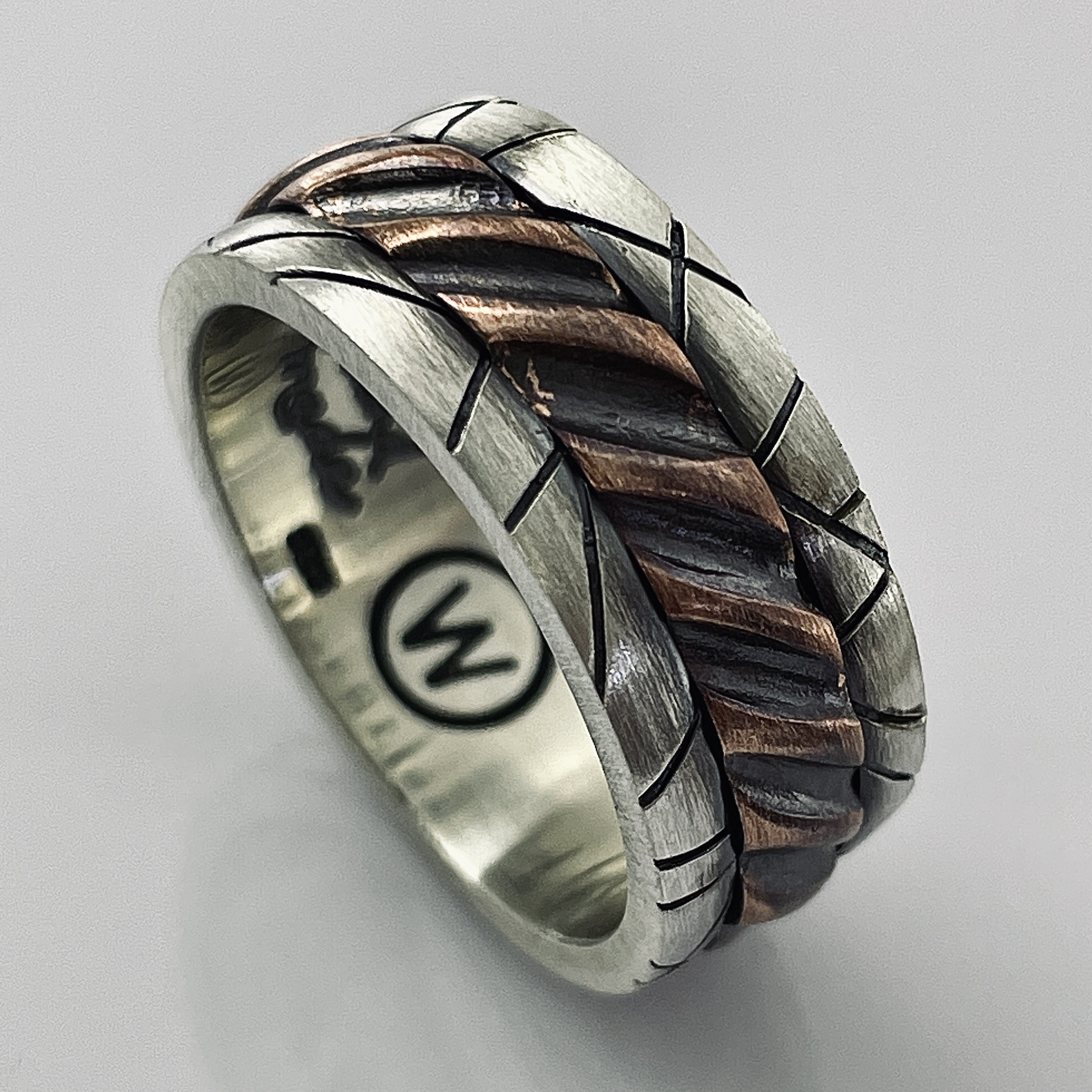 Rustic Hammered Wedding Band: Sterling Silver & Copper Anniversary Ring ...