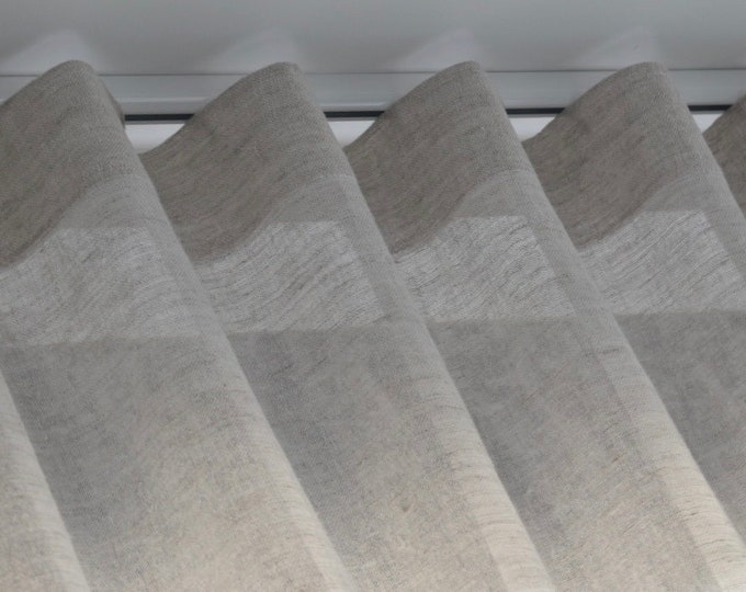 Pair of Sheer Wave-effect Linen Curtains 'neringa' / 140-168cm Wide ...